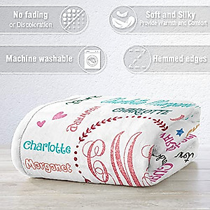 SANDJEST Personalized Baby Blanket Unicorn Custom Baby Name Fleece Throw Blanket Customized Gift for Baby New Mom Niece Daughter Granddaughter Birthday Shower (Style 3)