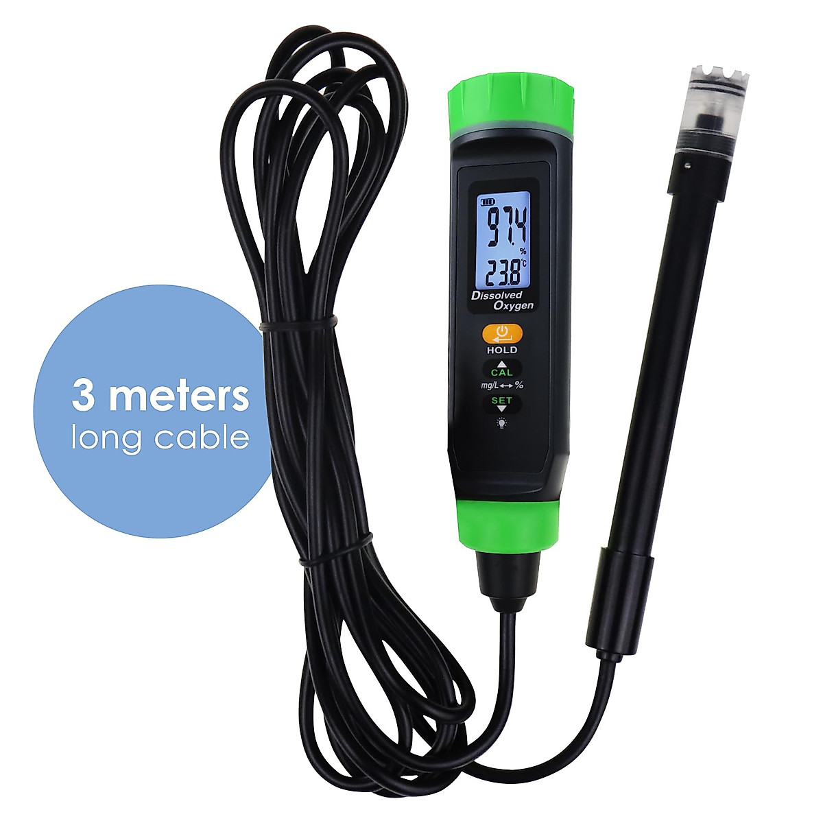 Dissolved Oxygen Meter with DO Probe, Pen Type Digital DO Meter with Self-Floating Probe Electrode Water Quality Tester with ATC for Fish Tanks, Hydroponic, Freshwater Aquarium Test Kit