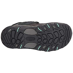 KEEN Women's Steens Mid Height Leather Waterproof Hiking Boots, Steel Grey/Ocean Wave, 11