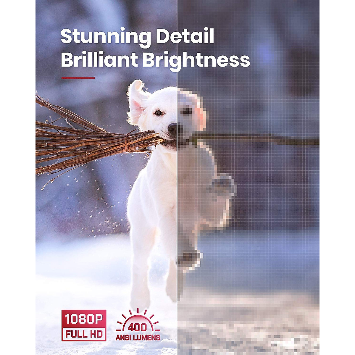 Anker NEBULA Solar FHD 1080p Projector, 4K Supported, 400 ANSI Lumen (1100 Lumen), Dolby Digital Plus, Built-in Stand, Autofocus, Keystone Correction, Screen Mirroring for Phones(No Built-in Battery)