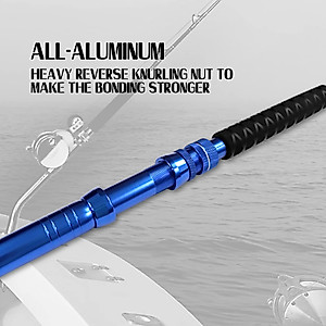 Bent Butt Fishing Rod 2-Piece Trolling Rod Saltwater Offshore Heavy Conventional Boat Fishing Pole with Roller Guides (6'6" 80-120 lbs Bent Butt)