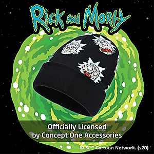 Rick and Morty Logo Rick Sanchez Head Knitted Cuff Beanie Hat, Black, One Size
