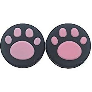 2 x Silicone Analog Controller Thumb Stick Joystick Grips Cap for Nintendo Switch NS/Switch Lite Controller Joy-Con ThumbStick Cute Cat Paw Claw (Pink)
