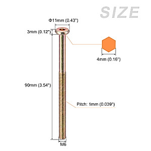 METALLIXITY Hex Socket Head Machine Screws, (M6x90mm) 15Pcs, Carbon Steel Half Thread Screws - for Machinery, Furniture, DIY