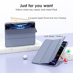 VIKESI Case for iPad Air 13 inch M2 2024,Smooth Matte Back,TPU Shockproof Frame,Built-in Pencil Holder,Auto Sleep/Wake - Blue Purple