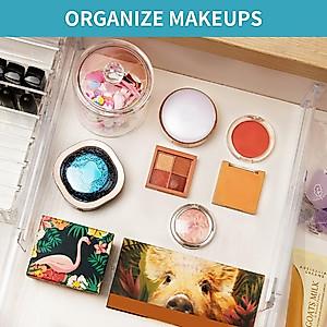 Flyxiregg Drawer Dividers Organizers 8 Pack, Adjustable 3.2" High Expandable from 12.2-21.4" Kitchen Drawer Organizer, Clear Plastic Drawers Separators