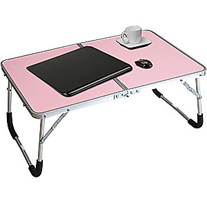 Jucaifu Foldable Laptop Table, Bed Desk, Breakfast Serving Bed Tray, Portable Mini Picnic Table & Ultra Lightweight, Folds in Half with Inner Storage Space (Pink)