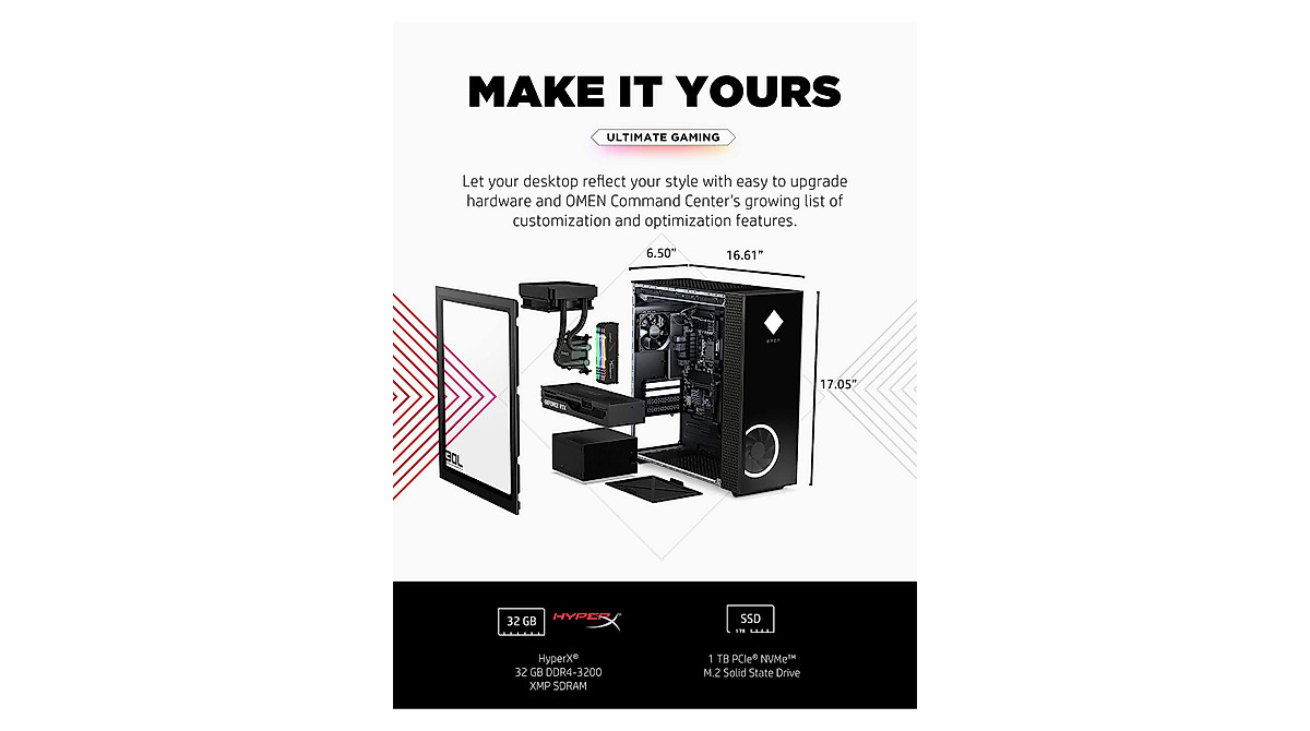 HP OMEN 30L Gaming Desktop, AMD Ryzen 7 5800X Processor, NVIDIA GeForce ...