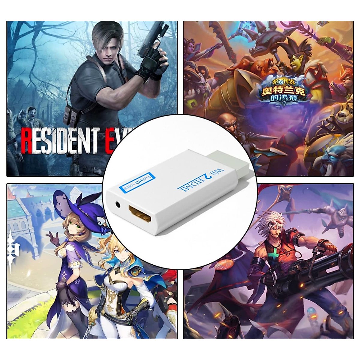 sartyee Wii to HDMI Converter, Wii2 to HDMI for HD Video Audio Output with 3.5mm Audio Jack, Supports All Wii Display Modes 1080P 720P, Wii, Wii U, HDTV, Monitor, NTSC