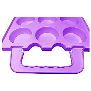 DuraCasa Cupcake Carrier | Premium Upgraded Model Holds Cupcakes Steadier | Stacking Cupcake Storage Container | Use 1, 2, or 3 Tiers (Purple)