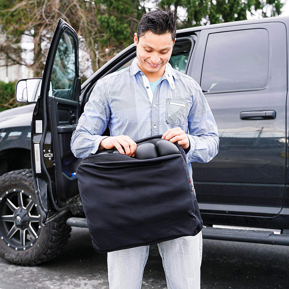 Air Seat Innovations Seat Cushion: Office Chair, Wheelchair, Car or Truck Driver Seat Pad - Lower Back, Coccyx and Sciatica Pain Relief, 18” x 16”