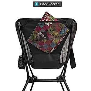 AnYoker Camping Chair, 2 Way Compact Backpacking Chair, Portable Folding Chair, Beach Chair with Side Pocket, Lightweight Hiking Chair Low Back Chair 0177 (Black 2pack)
