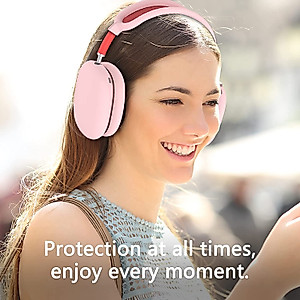 3 in 1 Silicone Case Cover Compatible with Apple Airpods Max Headphones, Anti-Scratch Ear Pad Case Cover Ear Cups Cover and Headband Cover Compatible with Apple Airpod Max, Accessory Skin case (Pink)