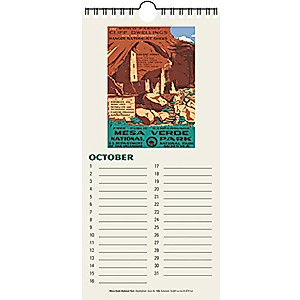 National Parks Poster Art of the WPA Perpetual Calendar Birthday Anniversary Family Date Annual Reminders 5.5" x 11.5"