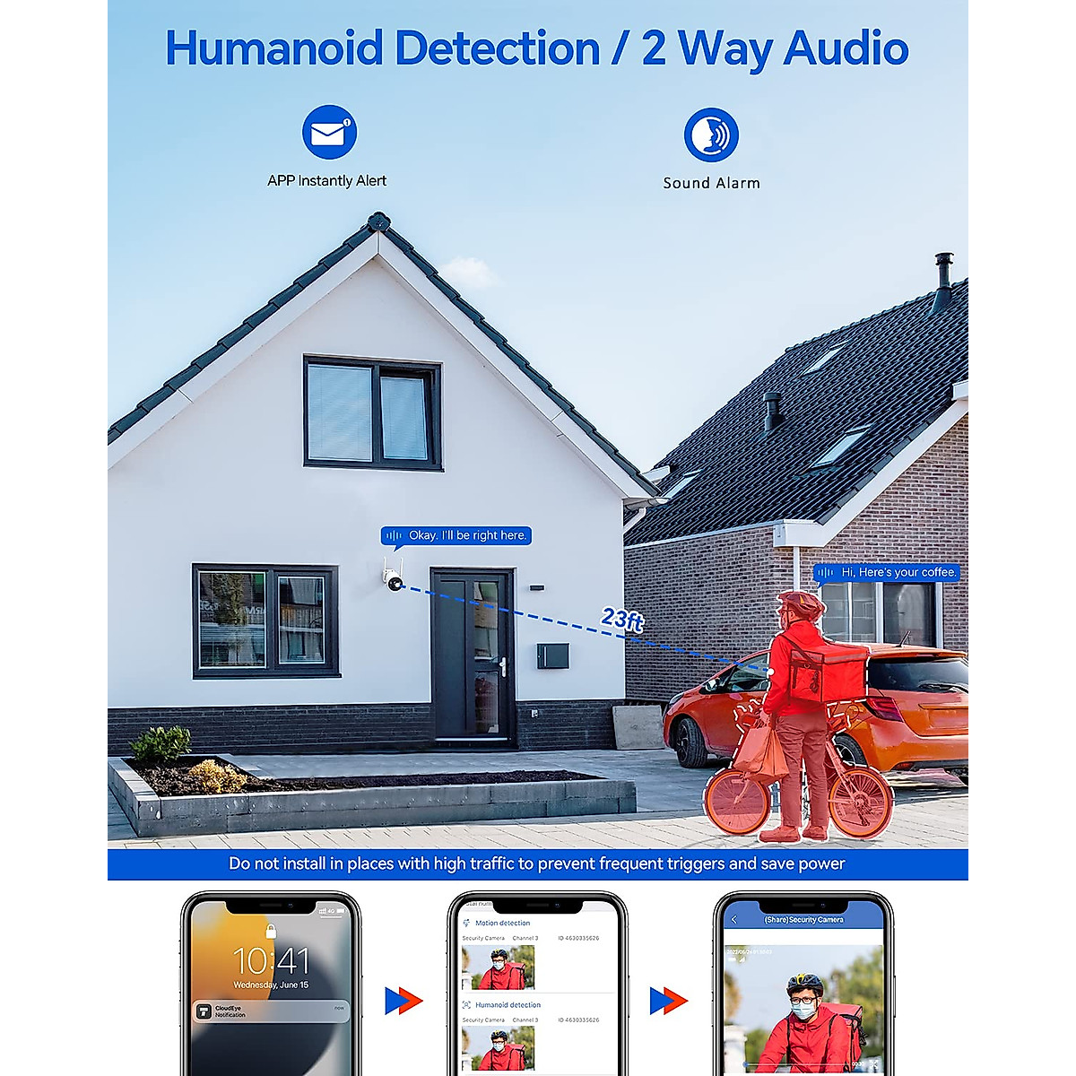 CAMCAMP 100% Wire-Free Wireless 4 Security Camera System with Months Battery Life, 2 Way Audio, APP Remote(Include Base Station & 4 Camera), IP66 Waterproof 4MP Color Night Vision Motion Detection