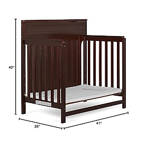 Dream On Me Harbor Full Panel 4-in-1 Convertible Mini Crib in Espresso, Water-Based Paint Finish, JPMA Certified, 3-Position Mattress Height Setting, Made of Solid Pinewood