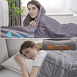 OMYSTYLE King Size Weighted Blanket 20lbs(88 ft ftx104 ft ft, Double-Sided), Reversible Weighted Blanket with Warm Short Plush and Cool Tencel Fabric for All Season Use - Carry Bag Included