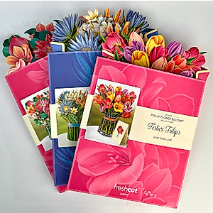 Freshcut Paper Pop Up Cards, Paper Flower Bouquet 3D Popup Greeting Cards with Note Card & Envelope, Birthday Card, Anniversary Card, Get Well Gifts for Women, 12" Everyday Appreciation 3pk