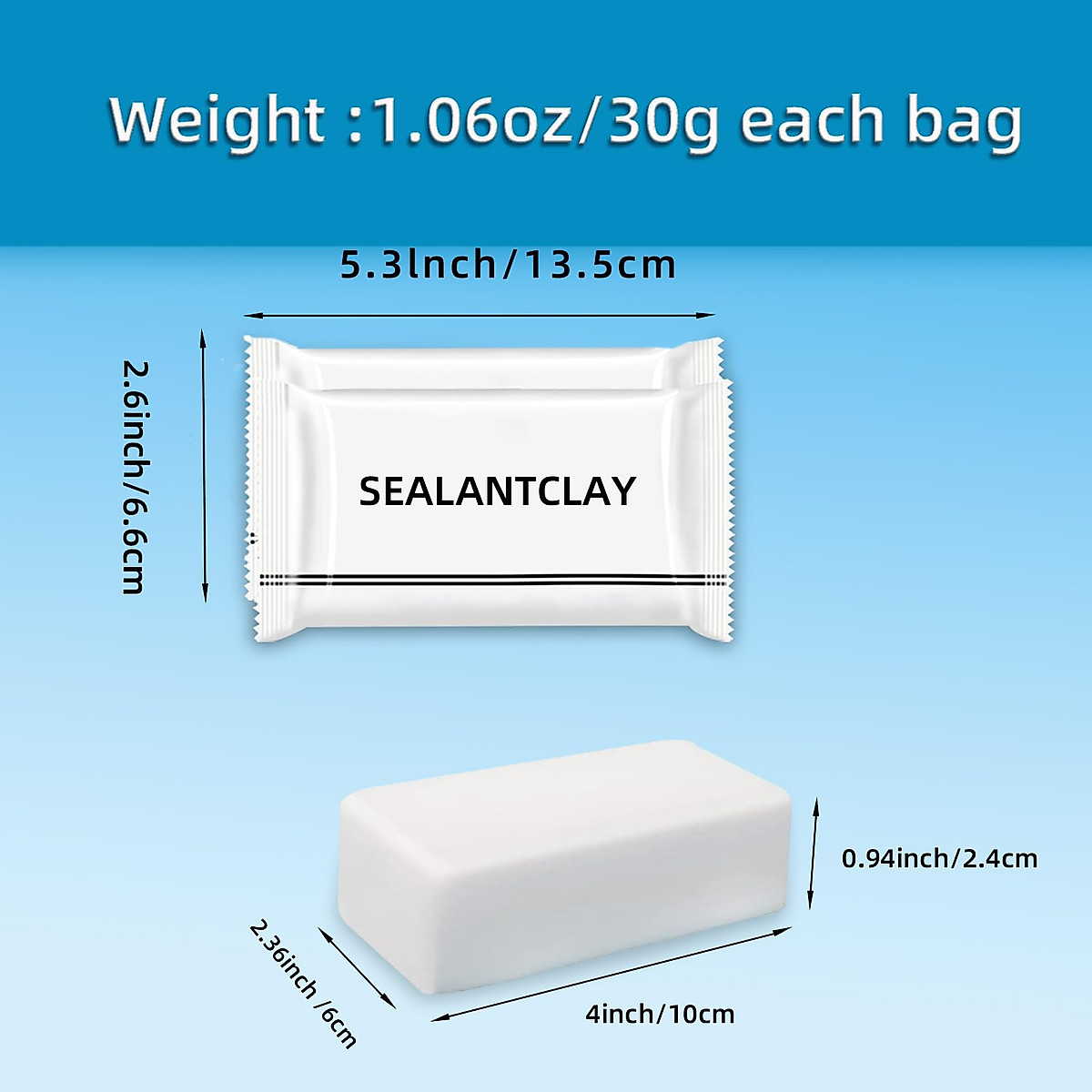 Zxfuture Pack of 8 White Seal Putty Waterproof Duct Seal Repair Sealing Clay, Quick Mending Mud for Drain Connection, Wall Hole, Air Conditioning Hole