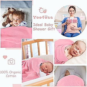 Yoofoss Baby Blankets - 100% Cotton Knit Receiving Blanket 30" x 40", Breathable Cozy Unisex Nursery Stroller Swaddle Blanket for Newborns, Infants, Toddler, Boys and Girls (0-2Yrs, Pink)