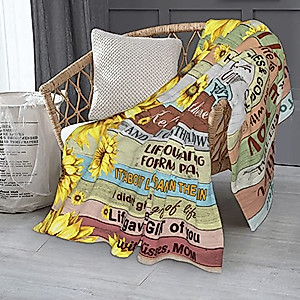 OSAM SPACE Bonus Daughter Gifts from Mom, Mothers Day Blanket Gifts for Bonus Daughter Sunflower Blankets, Stepdaughter Birthday Gifts from Stepmom, Graduation/Birthday for Her 60" x 50"
