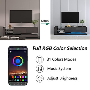 BAMACAR Black TV Stand For 80 75+ 75 70 Inch TV, Black TV Console For 75+ Inch TV, Entertainment Center For 75 75+ 80 Inch TV Stands For Living Room 75 75+ 80 Inch, LED TV Stand 80 75 70 Inch TV Table