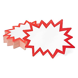 Starburst Signs with Stickers 100pcs | Sale Price Tags for Garage Sale, Estate Sale, Yard Sale, Retail Supplies. 50pcs Price Sign Cards & 50pcs Strong Sticker Dots. 6x8 inch (White)