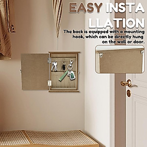 Wooden Key Box Wall Mount,Rustic Key Box Decorative Key Cabinet with 6 Key Hooks,Wall Mounted Wooden Key Holder Storage Box Cabinet for Hanging Keys,Home,Office,Entrance,Hallway,10.2" × 7.8" × 2.3"