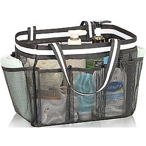 fiezkaa Mesh Shower Caddy Portable Shower Bag for College Dorm Camping Travel Gym(Black)