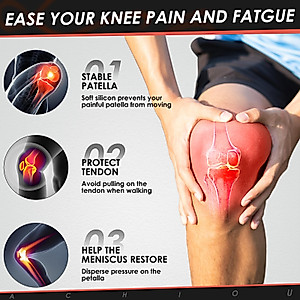 Achiou 2 Pack Patella Knee Strap, Pain Relief Patellar Tendon Support Strap, Knee Band Brace with Patella Stabilizer for Osgood Schlatter, Squats, Runner, Jumper, Tendonitis, Hiking