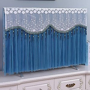 YIJIAFEIFEI Indoor LCD TV Dust Cover with Openable Front Flap, Soft Lace TV Display Covers, Blue Tv Covers for Curved/Flat TV(Size:40 inch)