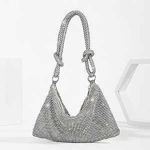 Women Rhinestone Purse Sparkly Hobo Bag Crystal Clutch Purses Shiny Handbag Shoulder Bags for Party Evening Prom Wedding