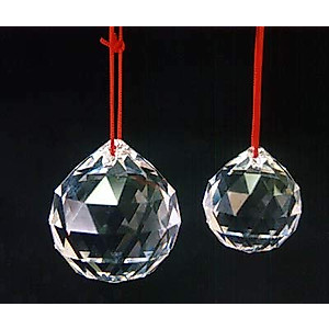 Petrichor Feng Shui Clear Crystal Hanging Ball for Good Luck & Prosperity - Home Decoration/Gifting (80 MM/Pack of 2)