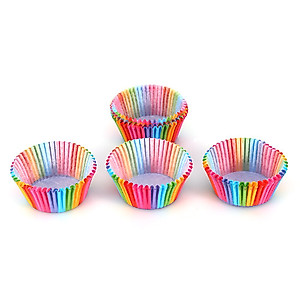 Cupcake Wrappers,100Pcs Rainbow Bright Standard Baking Cups Cupcake Liner Cupcake Paper Baking Cup Muffin Cases Cake