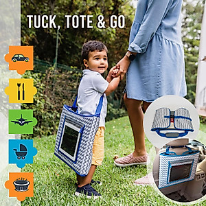 Kids Travel Tray - Car Seat Tray - Travel Lap Desk Accessory for Your Child's Rides and Flights - it's a Collapsible Organizer that Keeps Children Entertained Holding Their Toys (Blue)