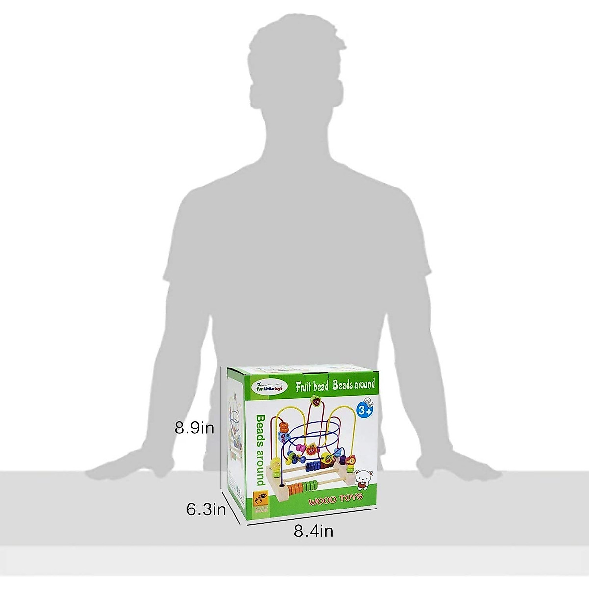 FUN LITTLE TOYS Wooden Baby Beads Maze Toys, Toddlers Roller Coaster Game Cubes, Educational Around Circle Bead Skill Improvement Wood Toy, Sliding Beads On Twists Wire, Boys Girls