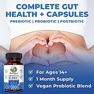 MaryRuth's Complete Gut Health+ | 3-in-1 Prebiotic + Probiotic + Postbiotic Corebiome® Vegan Gastrointestinal Support | Support Gut Health & Immune Function | 2 capsules per serving; 30 servings