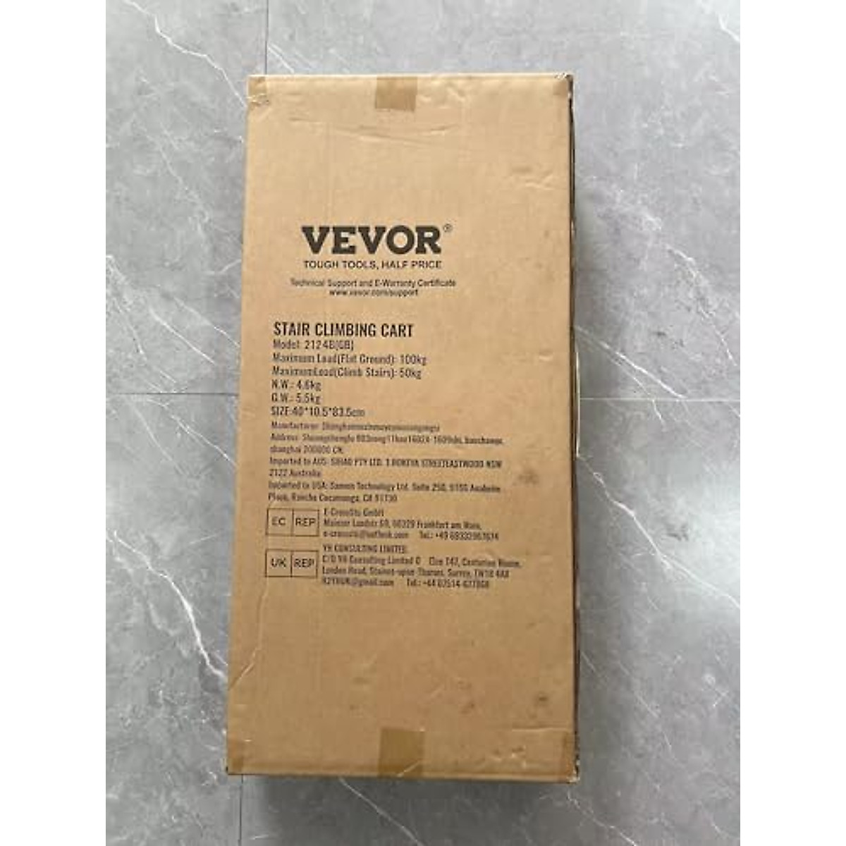 VEVOR Stair Climbing Cart, 220 lbs Capacity Hand Truck with Adjustable Handle, Folding Dolly Cart for Stairs, Stair Climbing Dolly Hand Carts with 10 Wheels for Shopping, Moving, Office Use