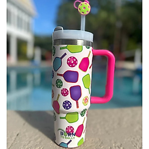 born to rally Pickleball Tumbler- 30oz (Pink Multi)