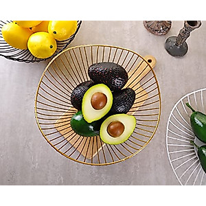 IBWell High Style Curved-Edge Modern Creative Stylish Single Tier Dish,Metal Iron Wire Fruit Vegetables Bread Decorative Stand Serving Bowls Basket Holder (Gold)