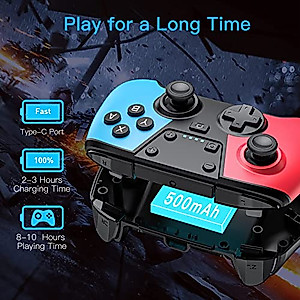Wireless Controller for Switch/Switch OLED, Rahaat Switch Pro Controller Remote Gamepad Joystick for Switch Console with Turbo Function, Double Vibration and Gyro Axis