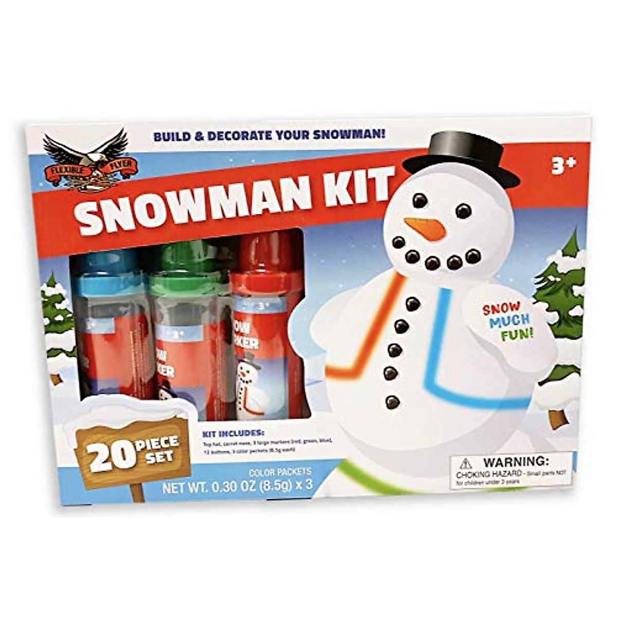 Flexible Flyer Build a Snowman Kit & Snow Art Markers. Kids Winter Toy Decorate Set, Black