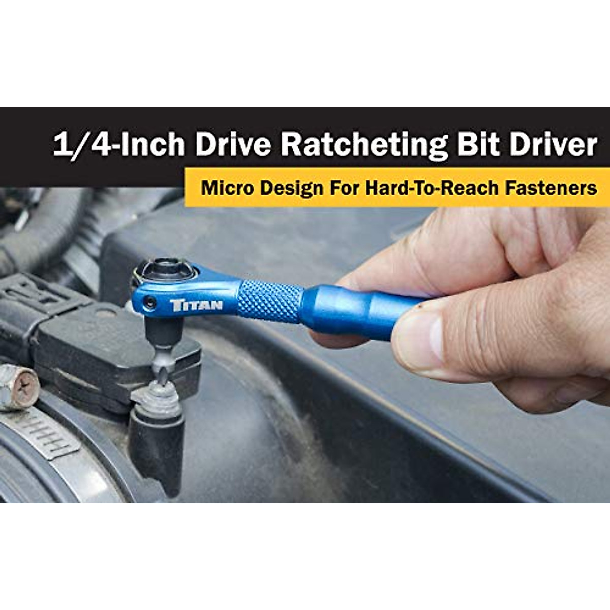 Titan 11317 1/4-Inch Drive Swivel Head Micro Bit Driver , Blue