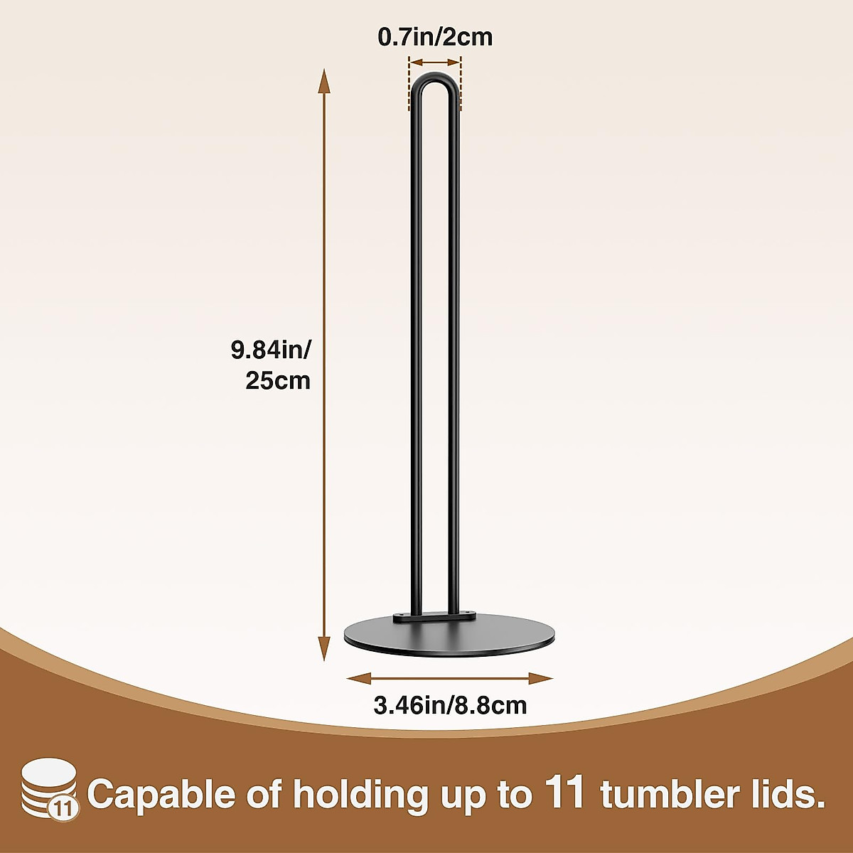 giffgiss Tumbler Lid Organizer 2 Pack(0.79" Width): Holding Up to 11 lids - Metal Holder with 10 Inches of Vertical Space for Kitchen Cabinet Countertop Storage - for Yeti/Stanley/Simple Modern Cups