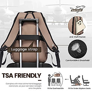 LOVEVOOK Laptop Backpack for Women 15.6 inch,Cute Womens Travel Backpack Purse,Professional Laptop Computer Bag,Waterproof Work Business College Teacher Bags Carry on Backpack with USB Port,Brown