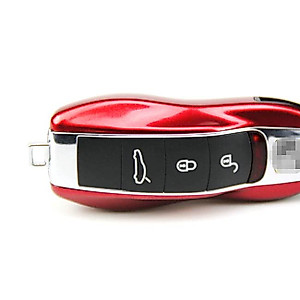 iJDMTOY Direct Replacement Sports Red Finish Key Fob Side Panel Trims Compatible with Porsche Cayenne Panamera Macan 911, etc