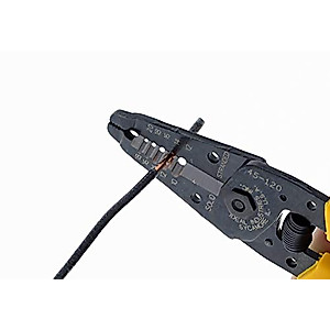 IDEAL Electrical 45-120 T-5 T-Stripper - 10-20 AWG, Yellow Wire Stripper with Looping Holes, Plier Nose, Spring Loaded Automatic Opening,Black