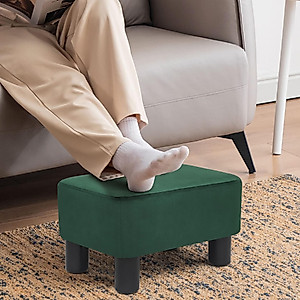 Joveco Small Footstool Ottoman Fabric Footrest Modern Rectangular Footstools for Living Room Bedroom (Green)