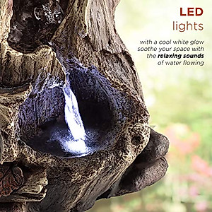 Alpine Corporation 11" Tall Indoor Rainforest Tabletop Fountain with LED Lights , Beige, 7"L x 5"W x 11"H