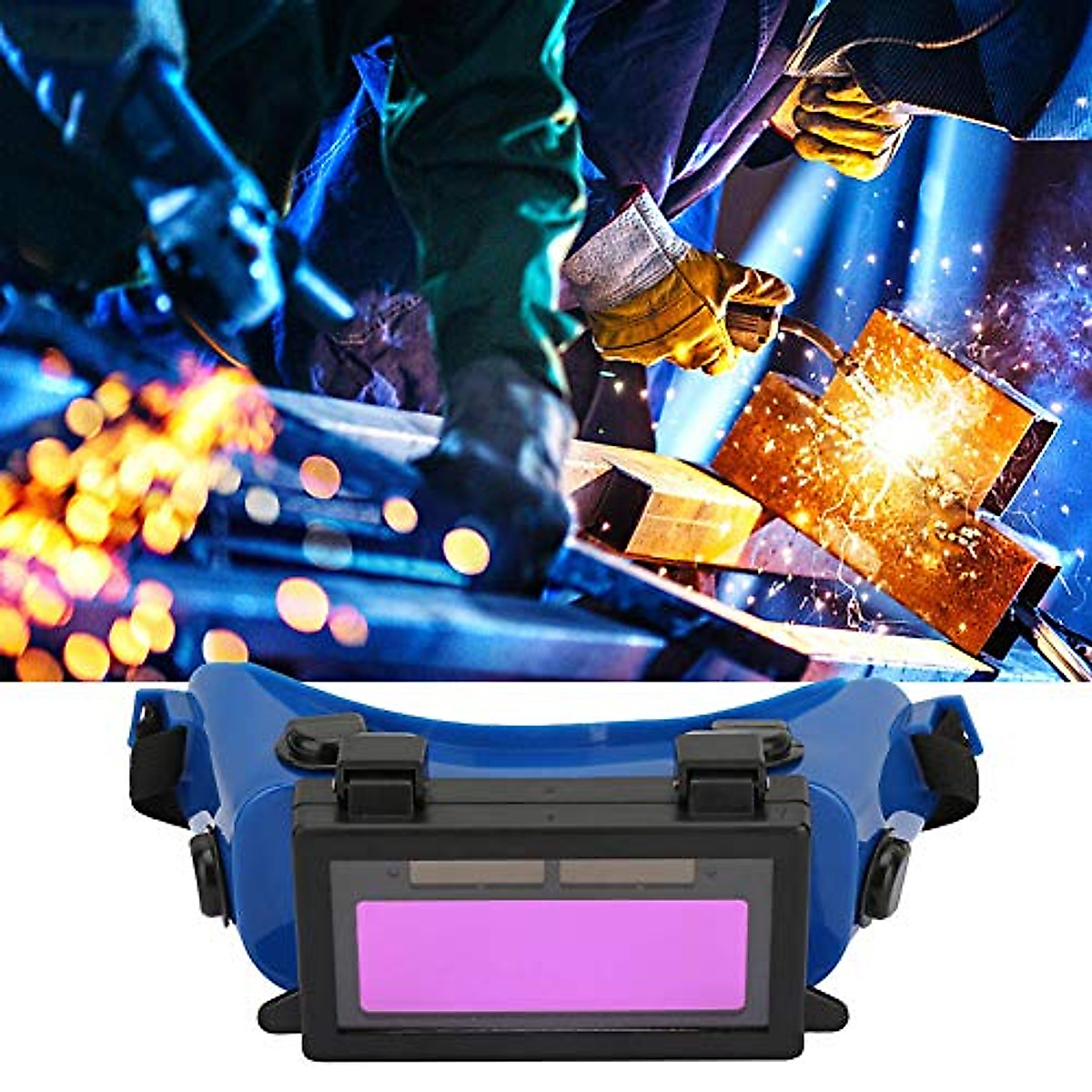 Welding Goggles Auto Darkening - Solar Auto Darkening Eye Mask Welding Goggles Welder Eye Protective Welding Glasses Mask Helmet (Blue)